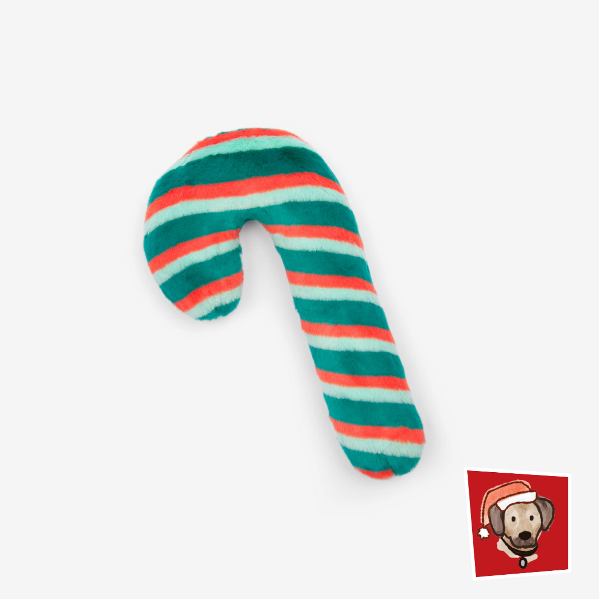 Fluff & Tuff Christmas Candy Cane Soft Dog Toy with Squeaker Medium ...